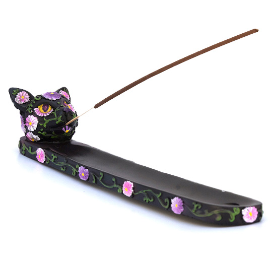 Day of the Dead Black Cat Resin Ash Catcher | Aroma-Burner.com
