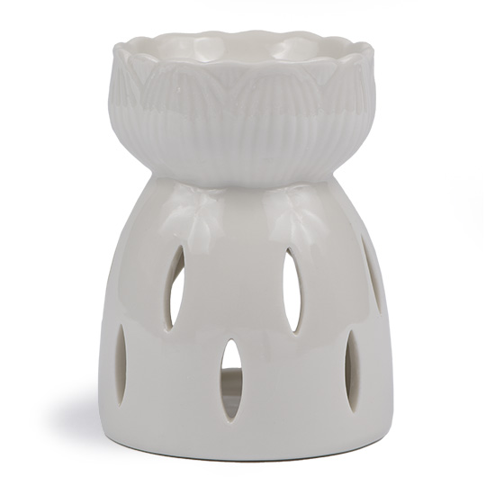 Ceramic Aroma Burner - 4" White Lotus Diffuser | Aroma-Burner.com