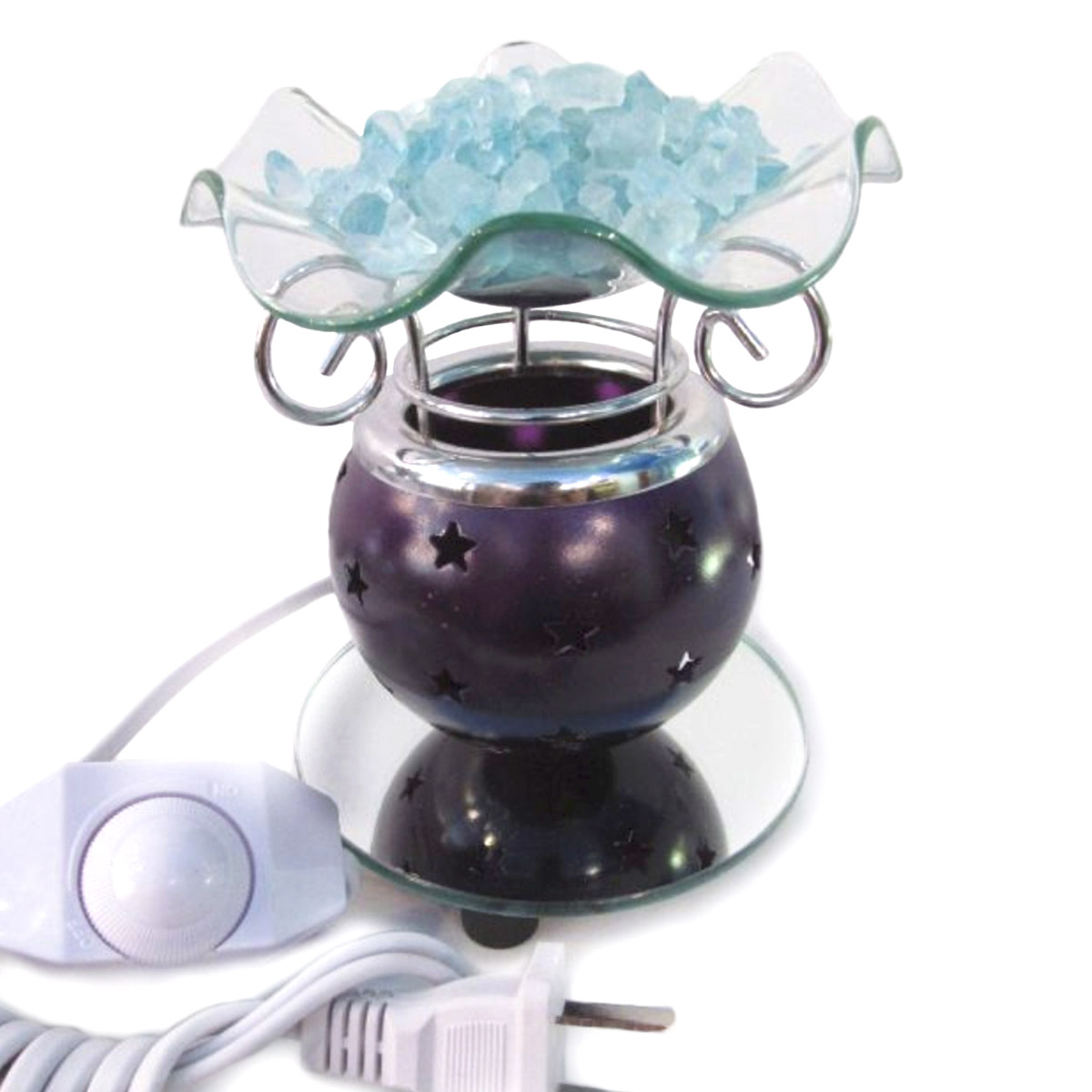 5.25" Electric Purple Star Glass Diffuser Clear Dish | Aroma-Burner.com