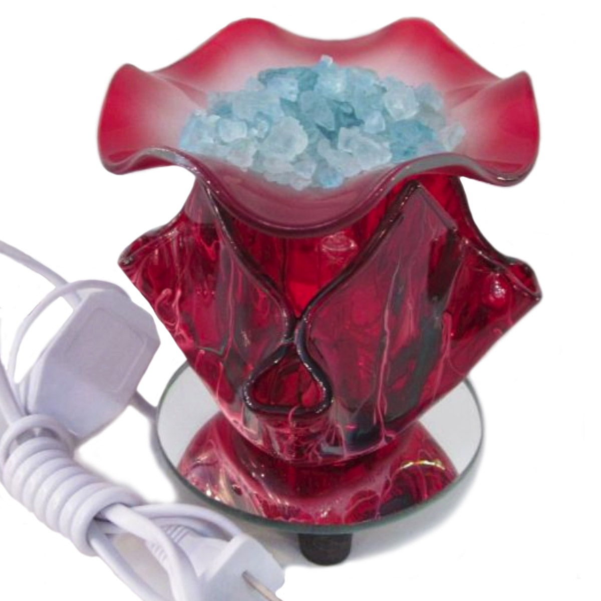 6" Electric Red Flame Glass Diffuser Red Dish & Dimmer | Aroma-Burner.com