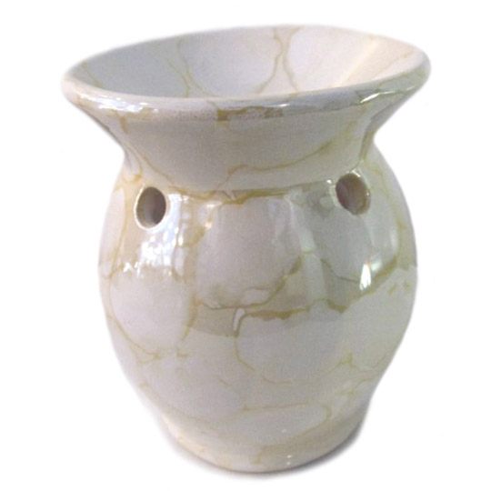 4" Ceramic Yellow Round Diffuser with Marble Design | Aroma-Burner.com