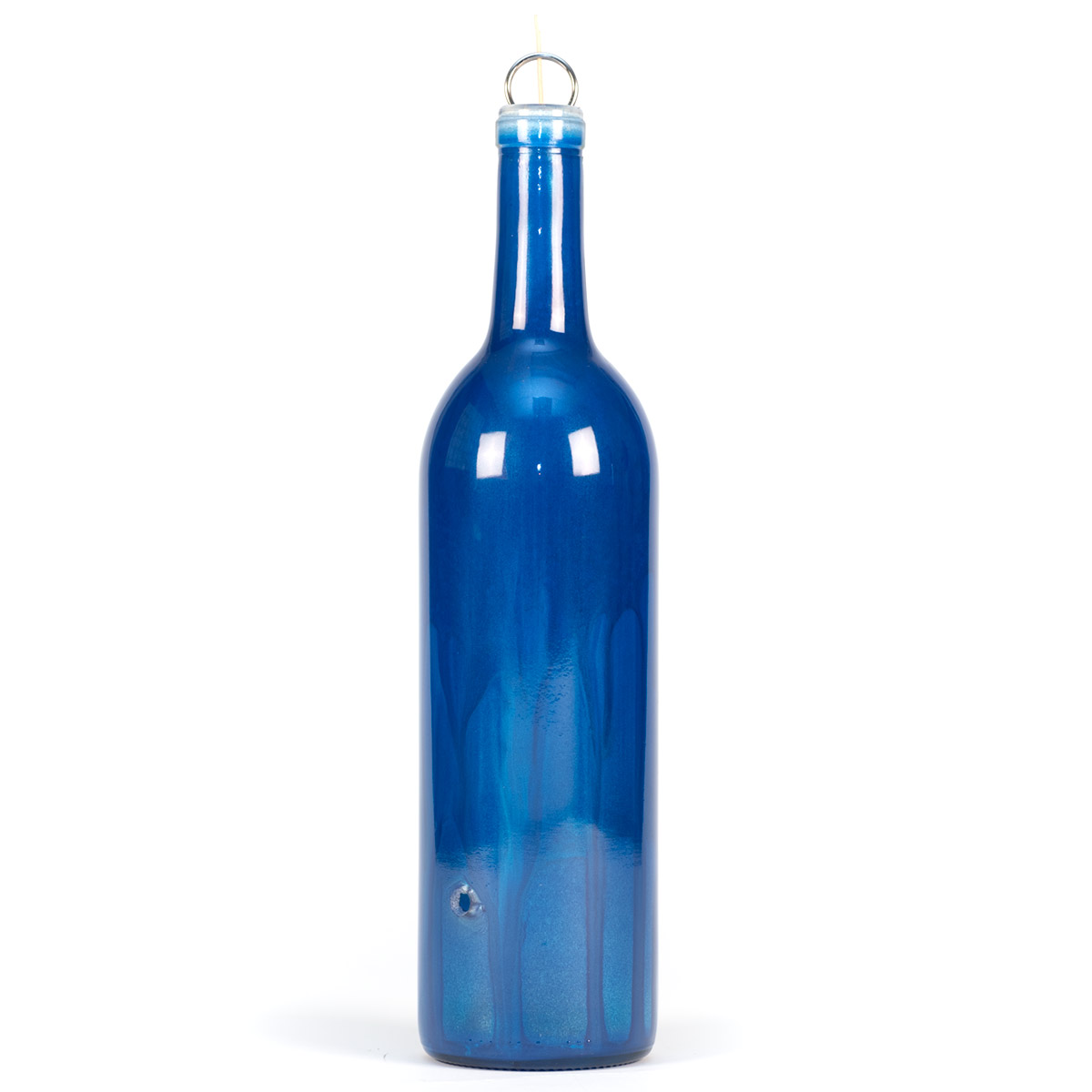 Round Glass Ash Catching Bottle with Blue Dripping Paint | Aroma-Burner.com