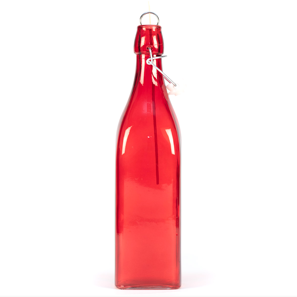 Square Glass Ash Catching Bottle - Red | Aroma-Burner.com